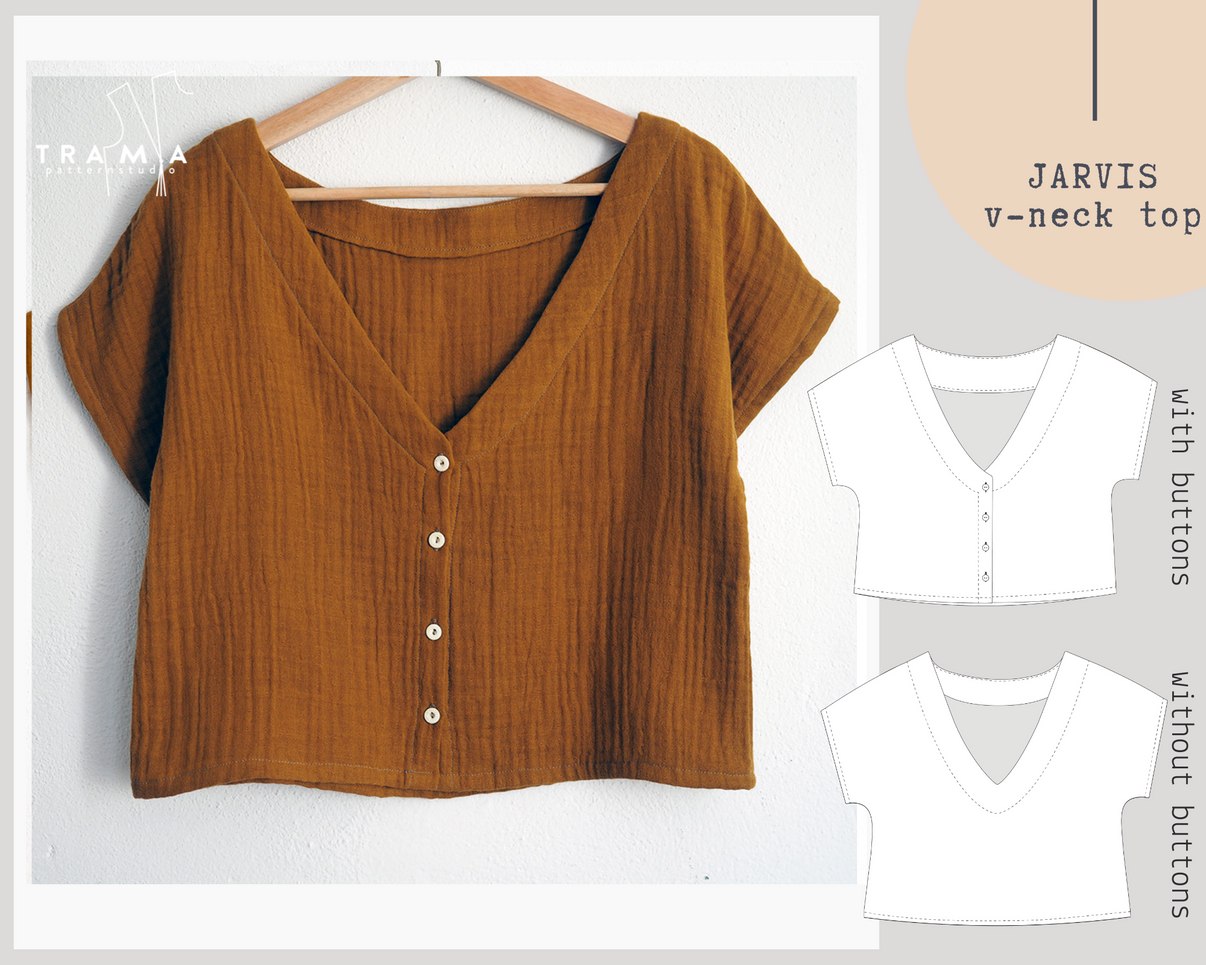 JARVIS V-Neck top - sewing pattern – TRAMApatternstudio